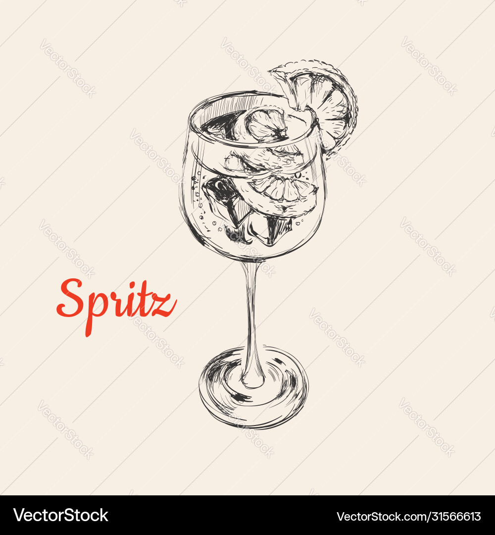 Spritz hand drawn summer cocktail drink Royalty Free Vector