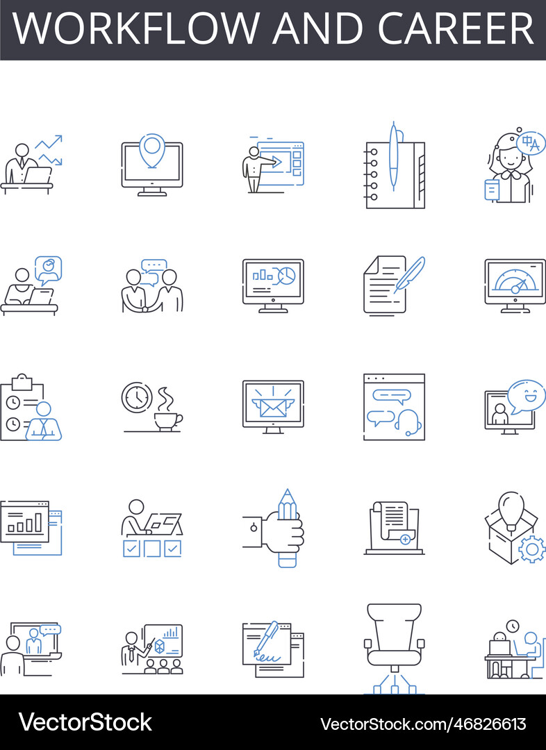Workflow and career line icons collection Vector Image