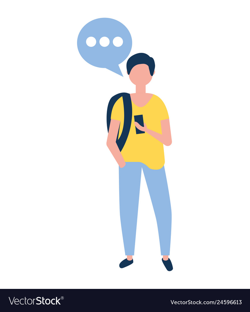 Young man using smartphone device Royalty Free Vector Image