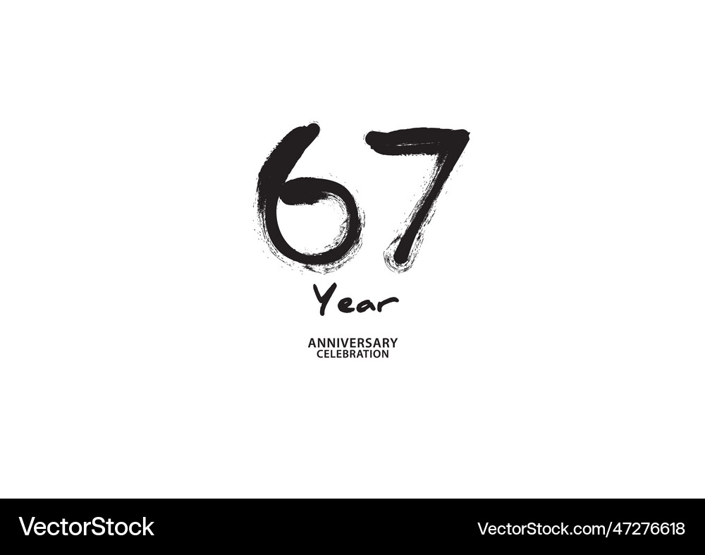 67 year anniversary celebration logotype on white Vector Image