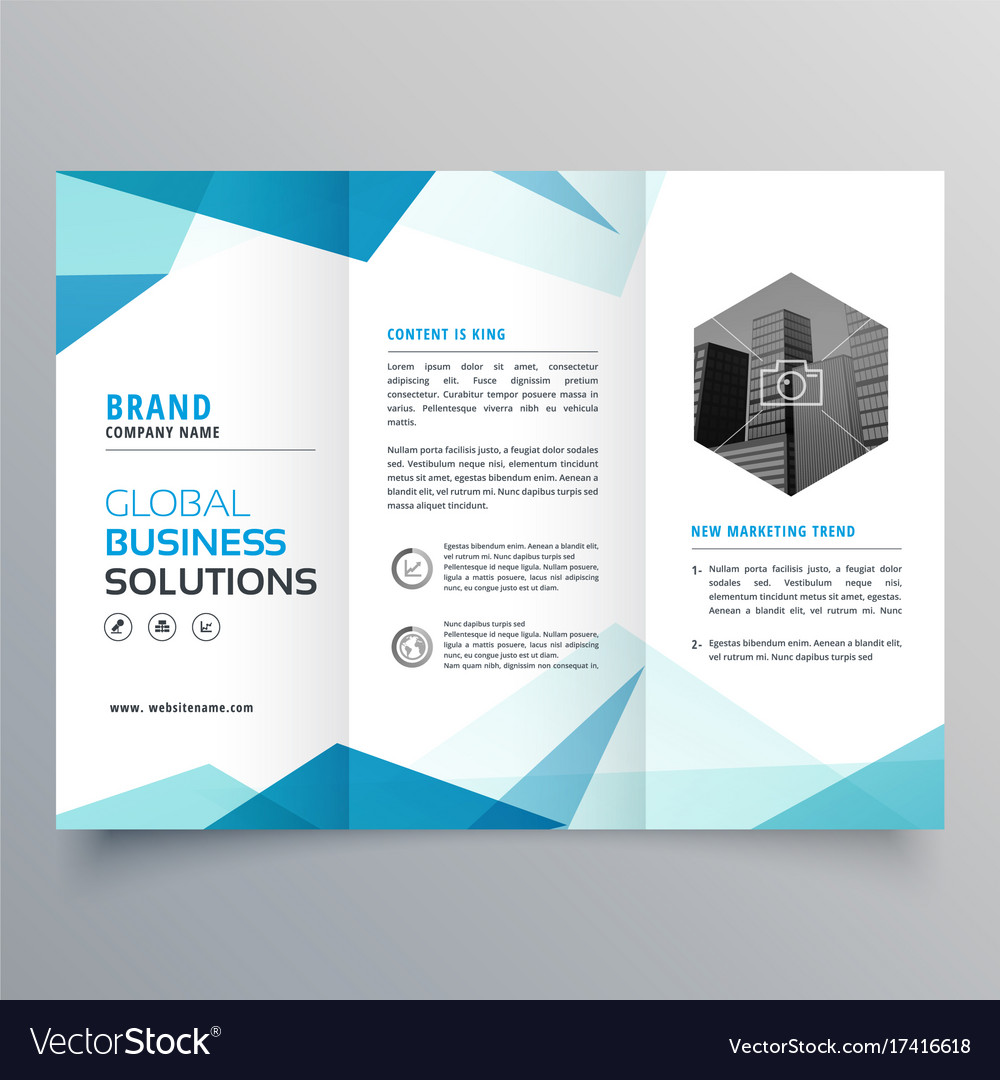 Abstract Blue Business Trifold Brochure Design Vector Image