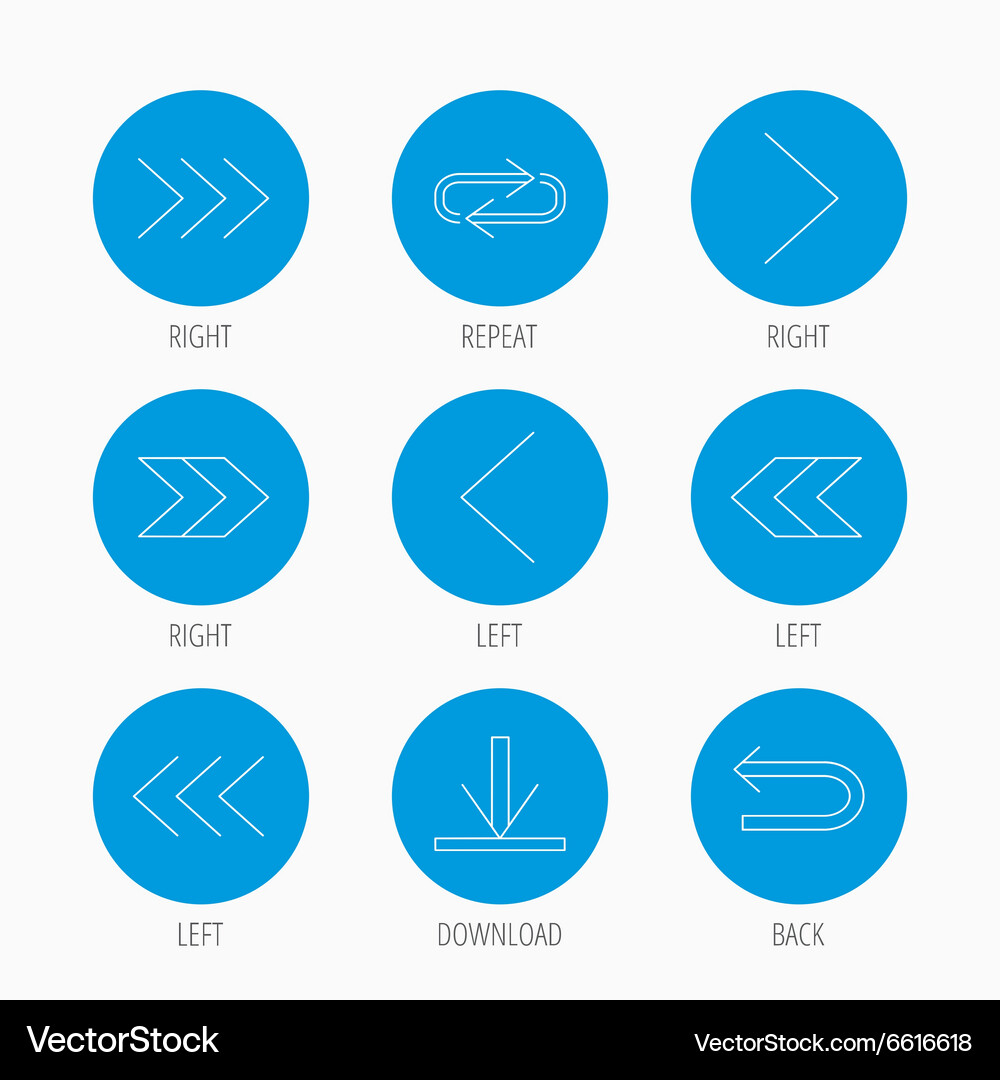 Arrows icons download repeat linear signs Vector Image