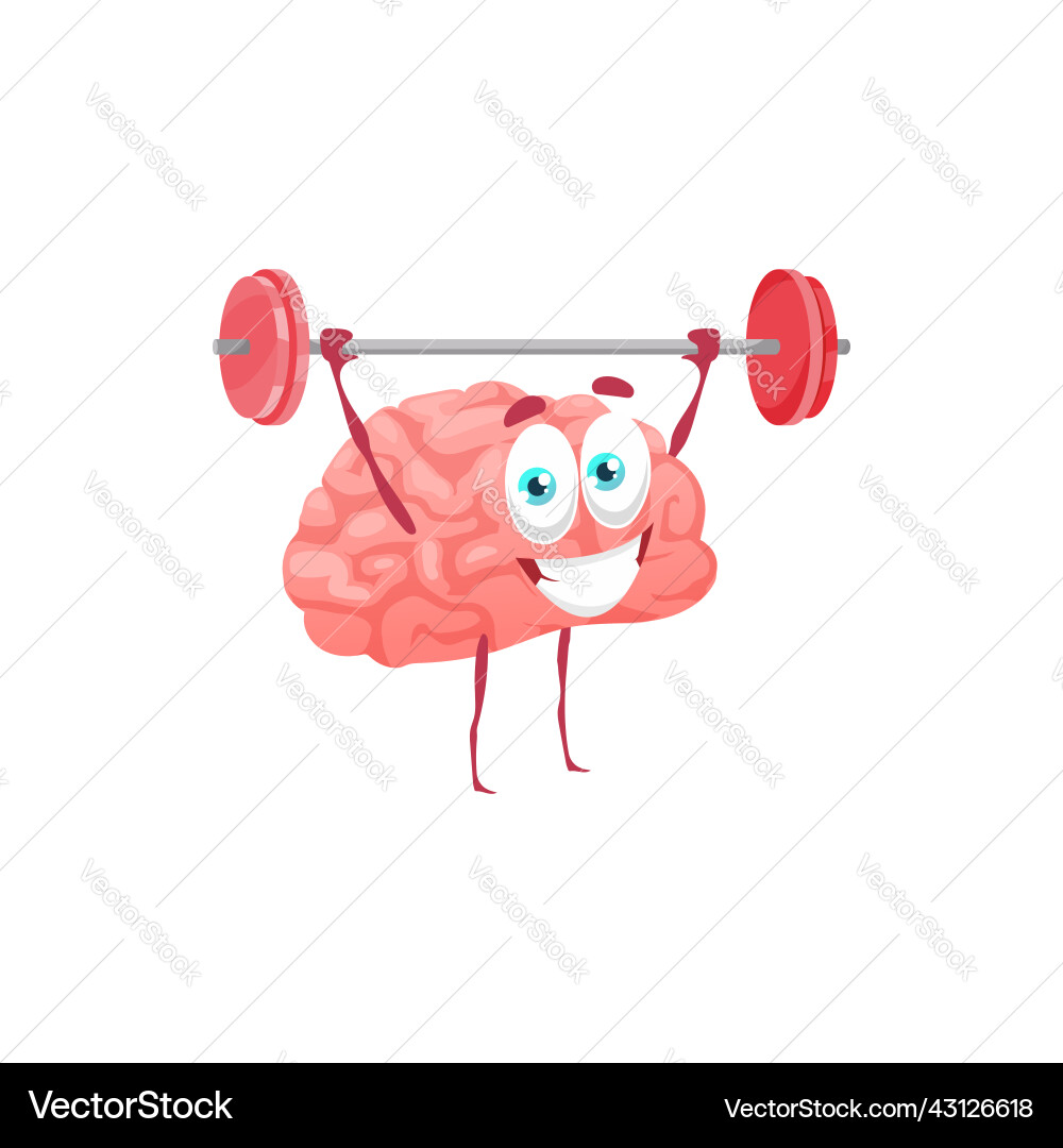 Brain power cartoon character lifting dumbbells Vector Image