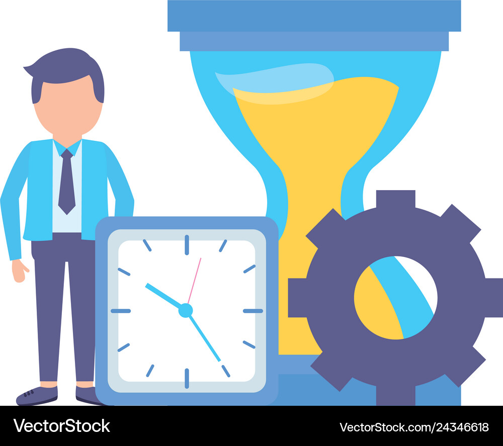 Businessman clock hourglass time Royalty Free Vector Image