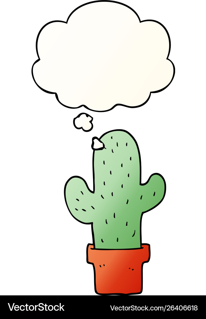 Cartoon cactus and thought bubble in smooth Vector Image