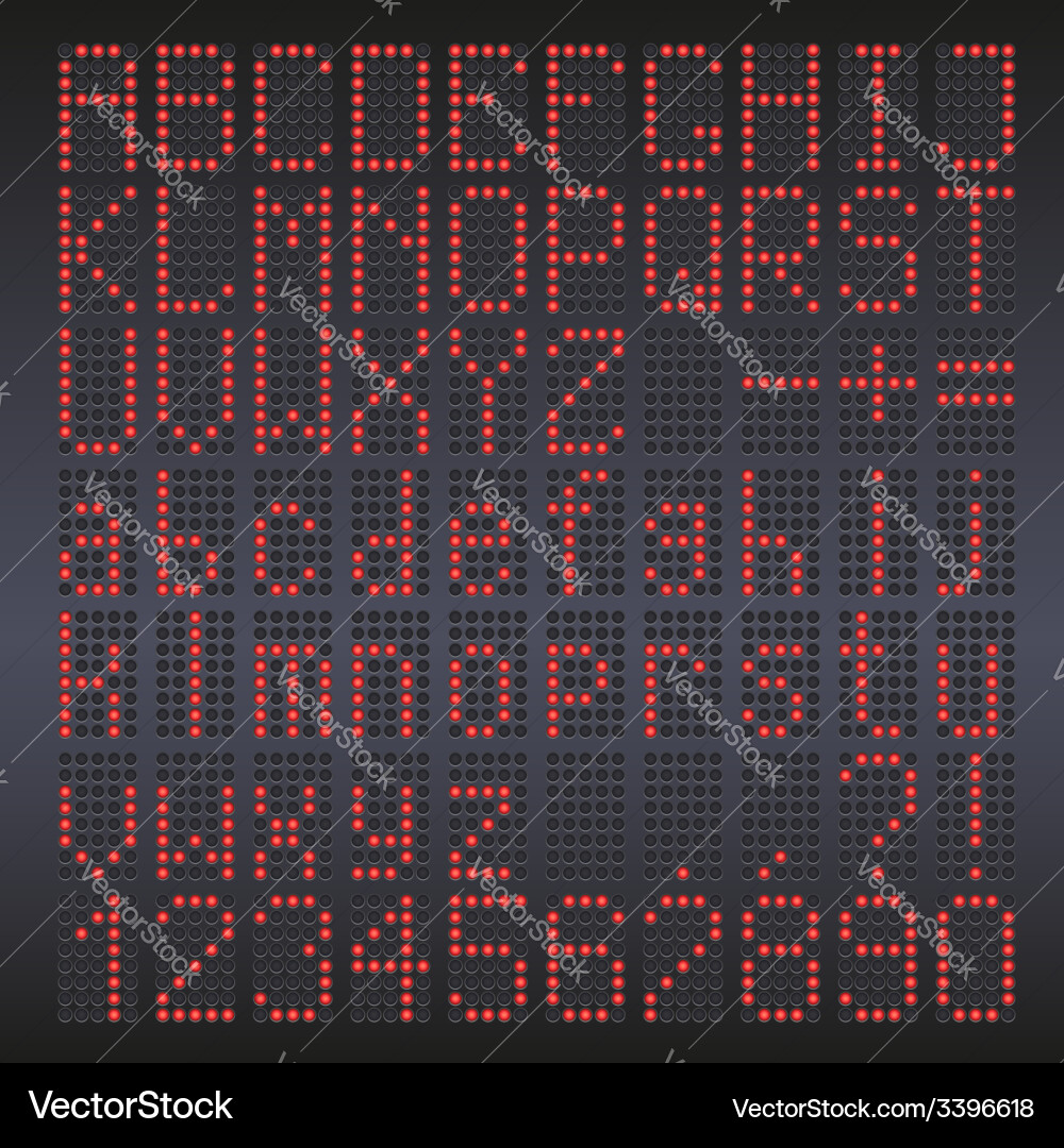 Colorful red led display against dark background Vector Image