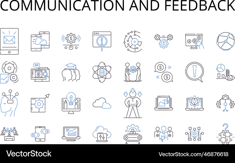 Communication and feedback line icons collection Vector Image