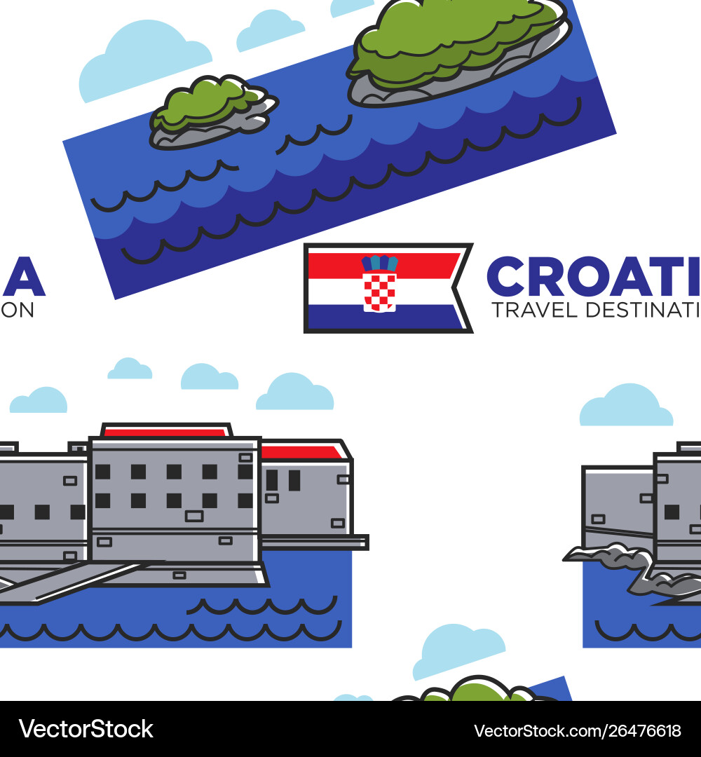 Croatia travel destination seamless pattern Vector Image