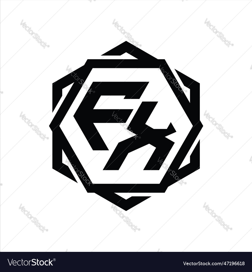 Fx logo monogram hexagon shape with geometric Vector Image