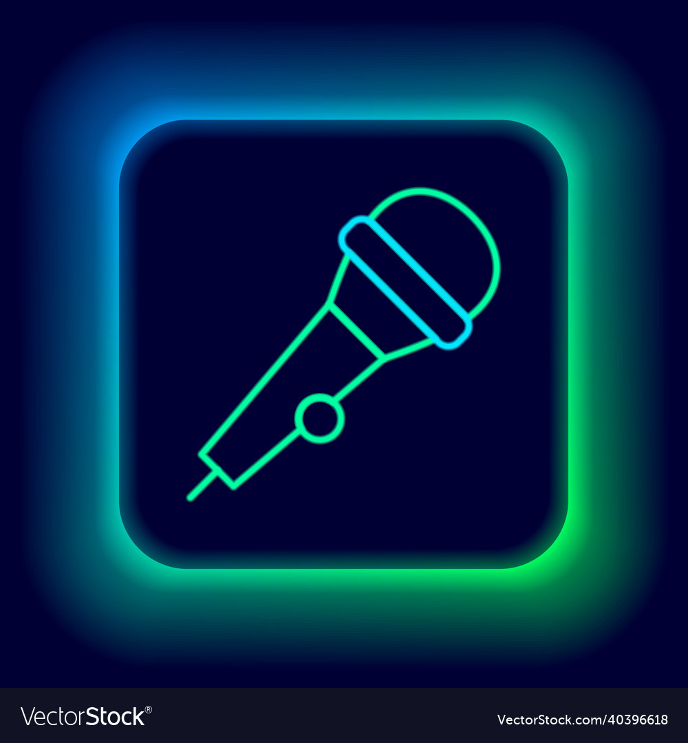 Glowing neon line microphone icon isolated Vector Image Glowing neon line microphone icon isolated Vector Image