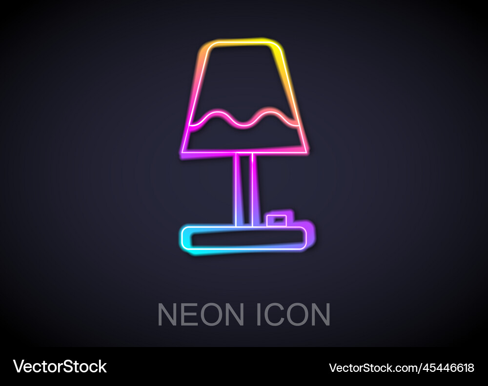 Glowing neon line table lamp icon isolated Vector Image