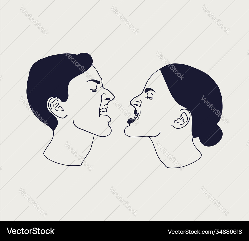 Hand drawn minimalistic swearing couple Royalty Free Vector