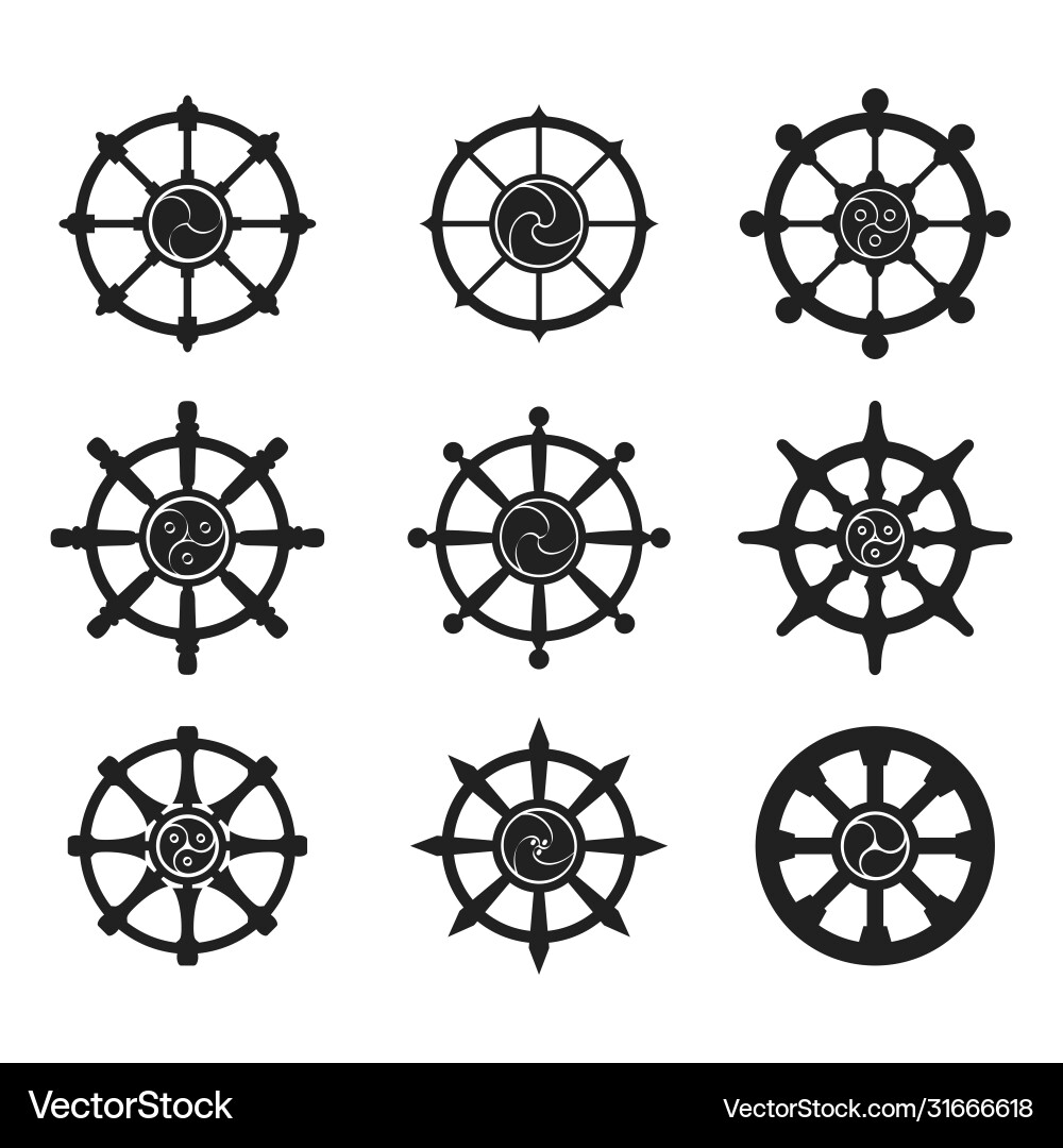 Indian religion symbol dharmachakra Royalty Free Vector