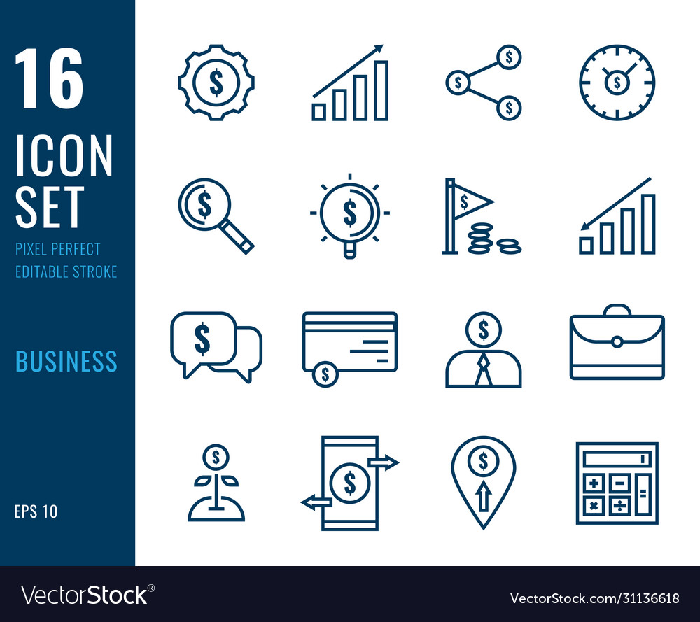 Set business line icons Royalty Free Vector Image