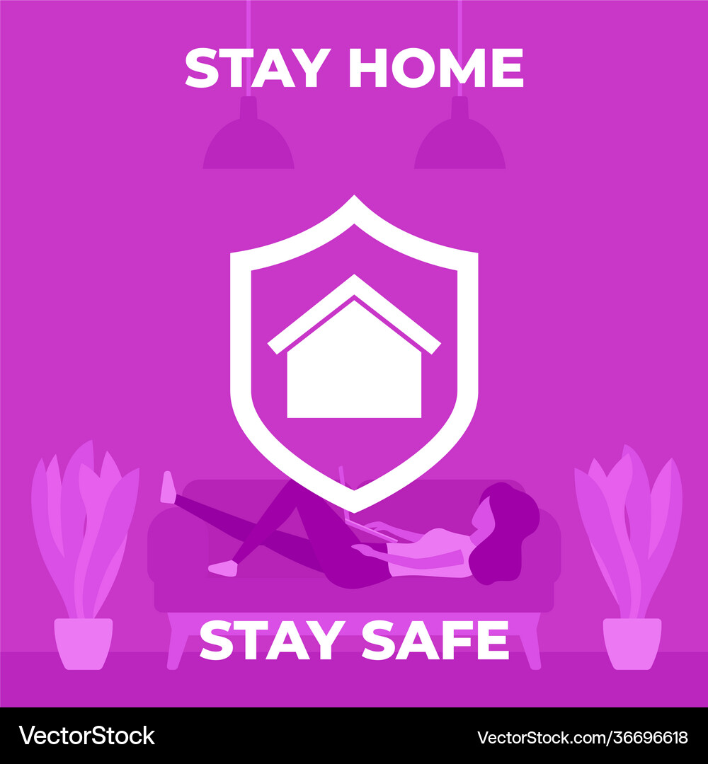 Stay home safe poster design Royalty Free Vector Image