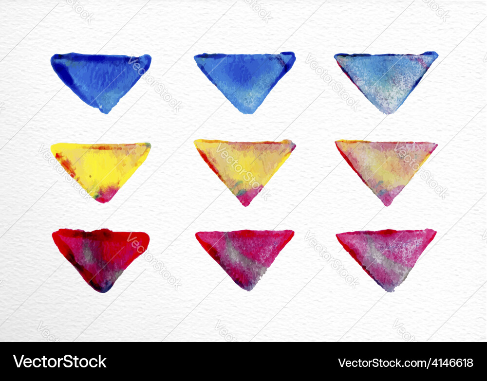 Watercolor triangle set hand drawn Royalty Free Vector Image