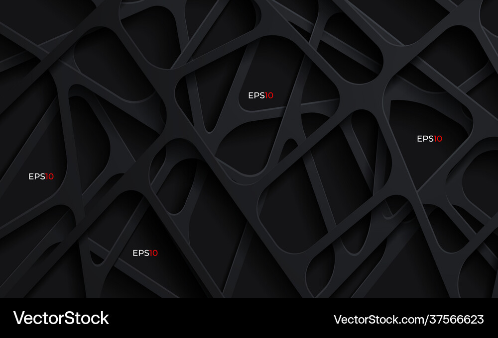 3d abstract background with dark paper cut shapes Vector Image