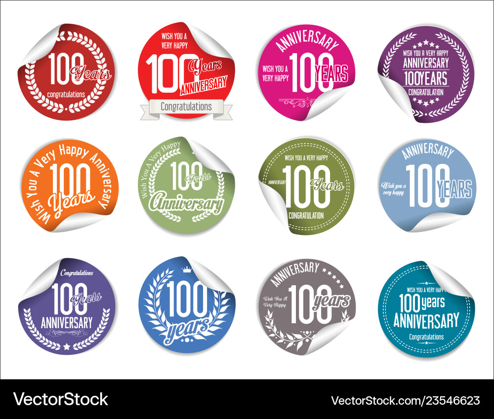 Anniversary modern tag and stickers collection Vector Image