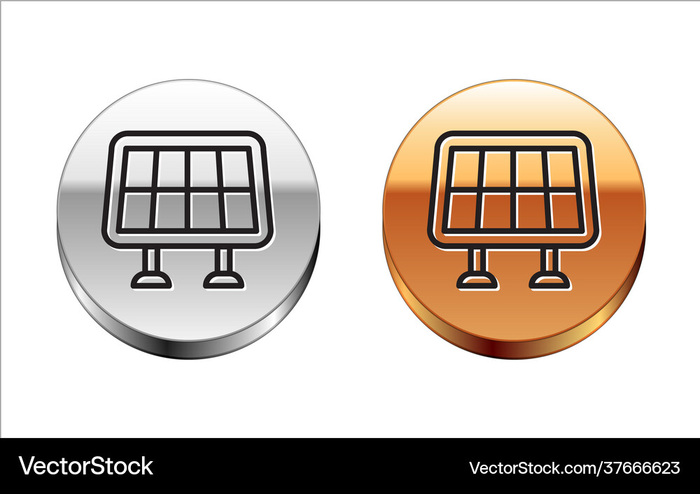 Black line solar energy panel icon isolated Vector Image