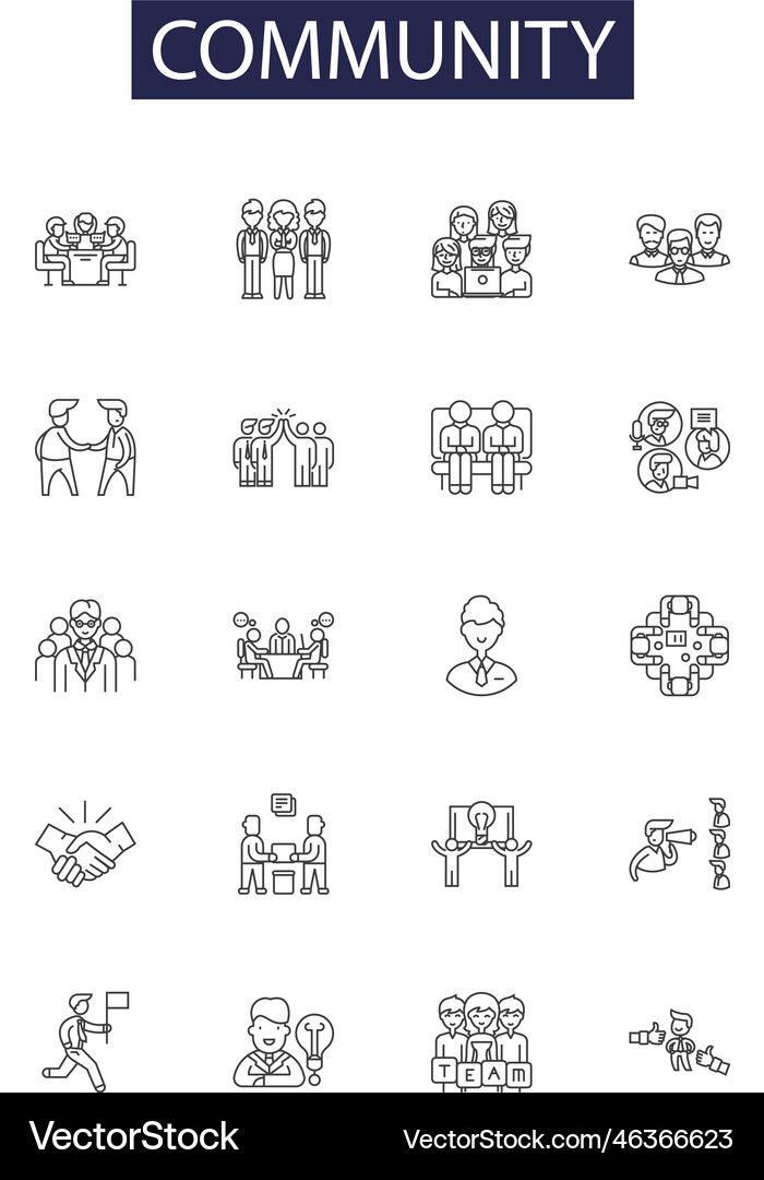 Community line icons and signs networking Vector Image