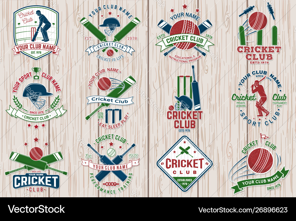 Cricket club patch or sticker concept Royalty Free Vector