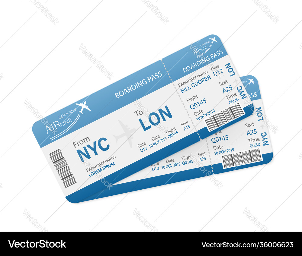 Flat airline tickets for paper design template Vector Image