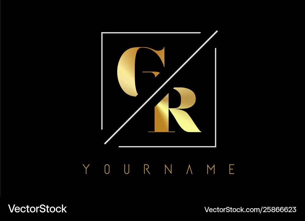 Gr golden letter logo with cutted and intersected Vector Image
