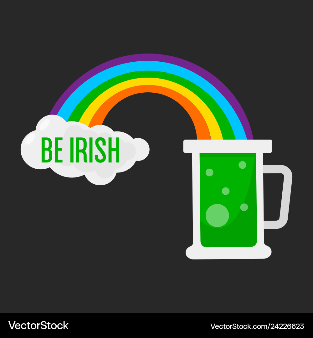 Irish symbol saint patrick day beer and rainbow Vector Image