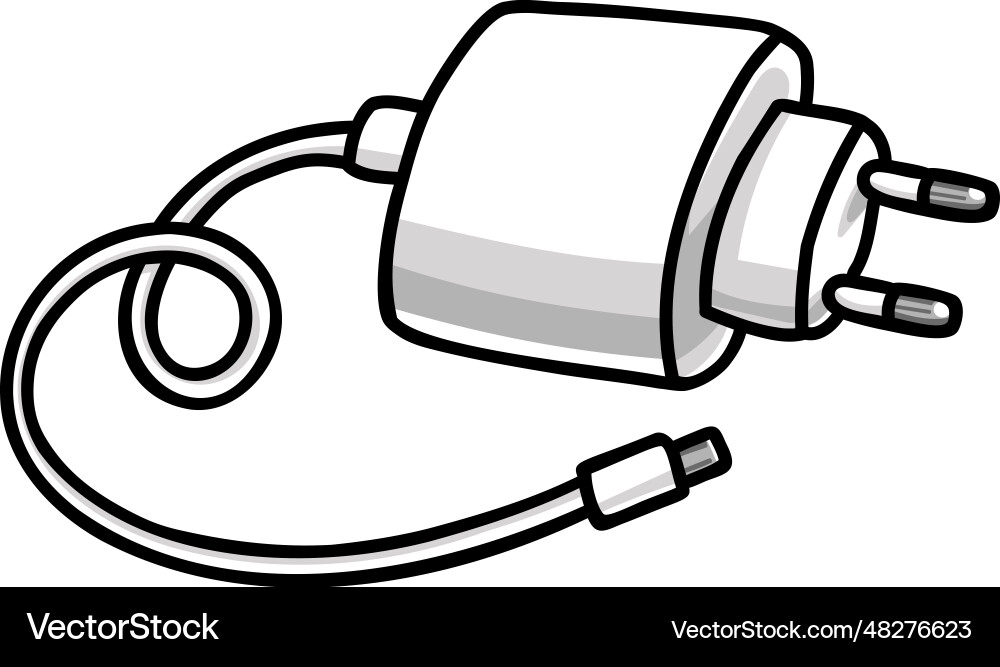 Phone charger adapter doodle drawing art Vector Image