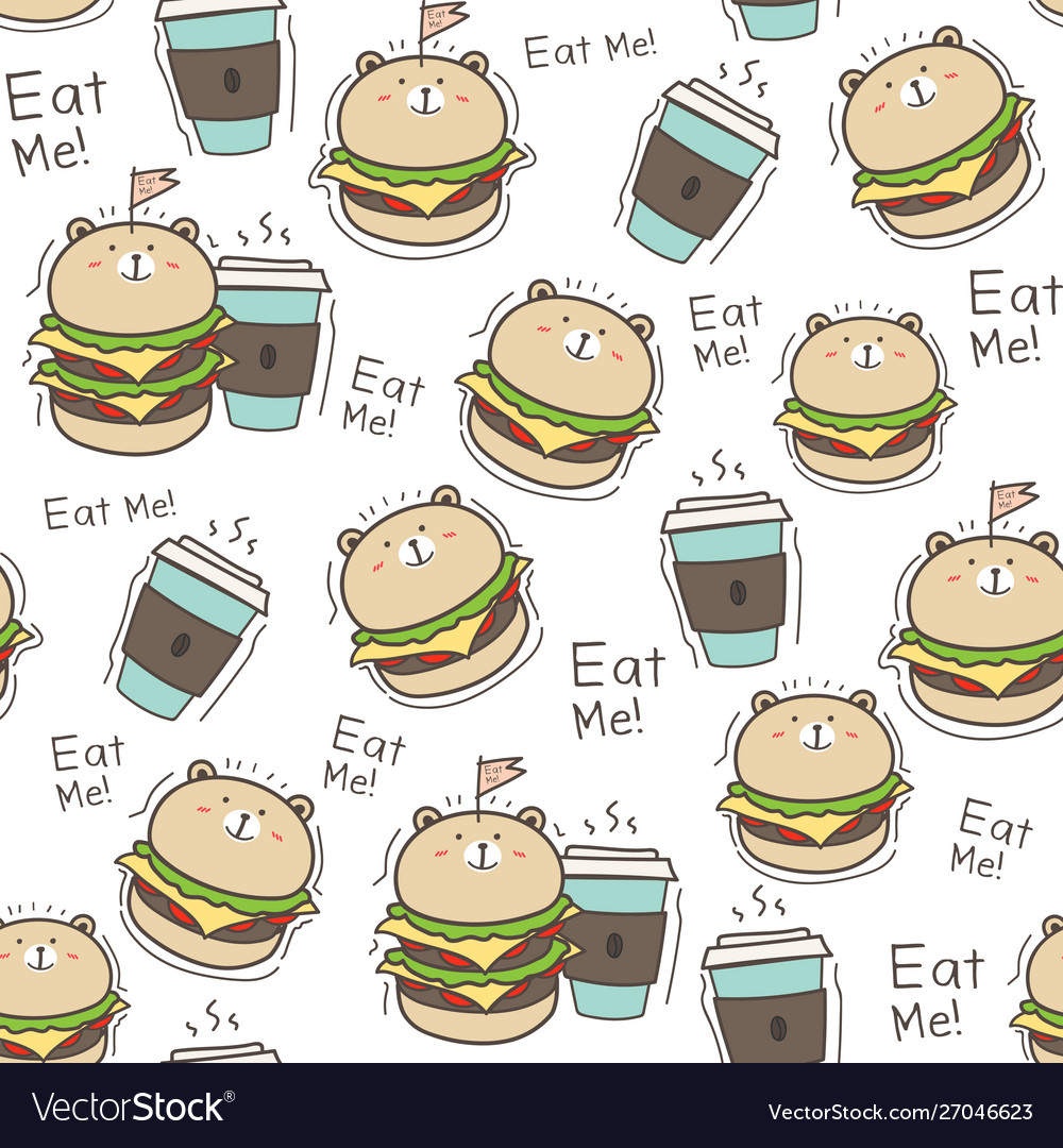 Seamless pattern burger background Royalty Free Vector Image