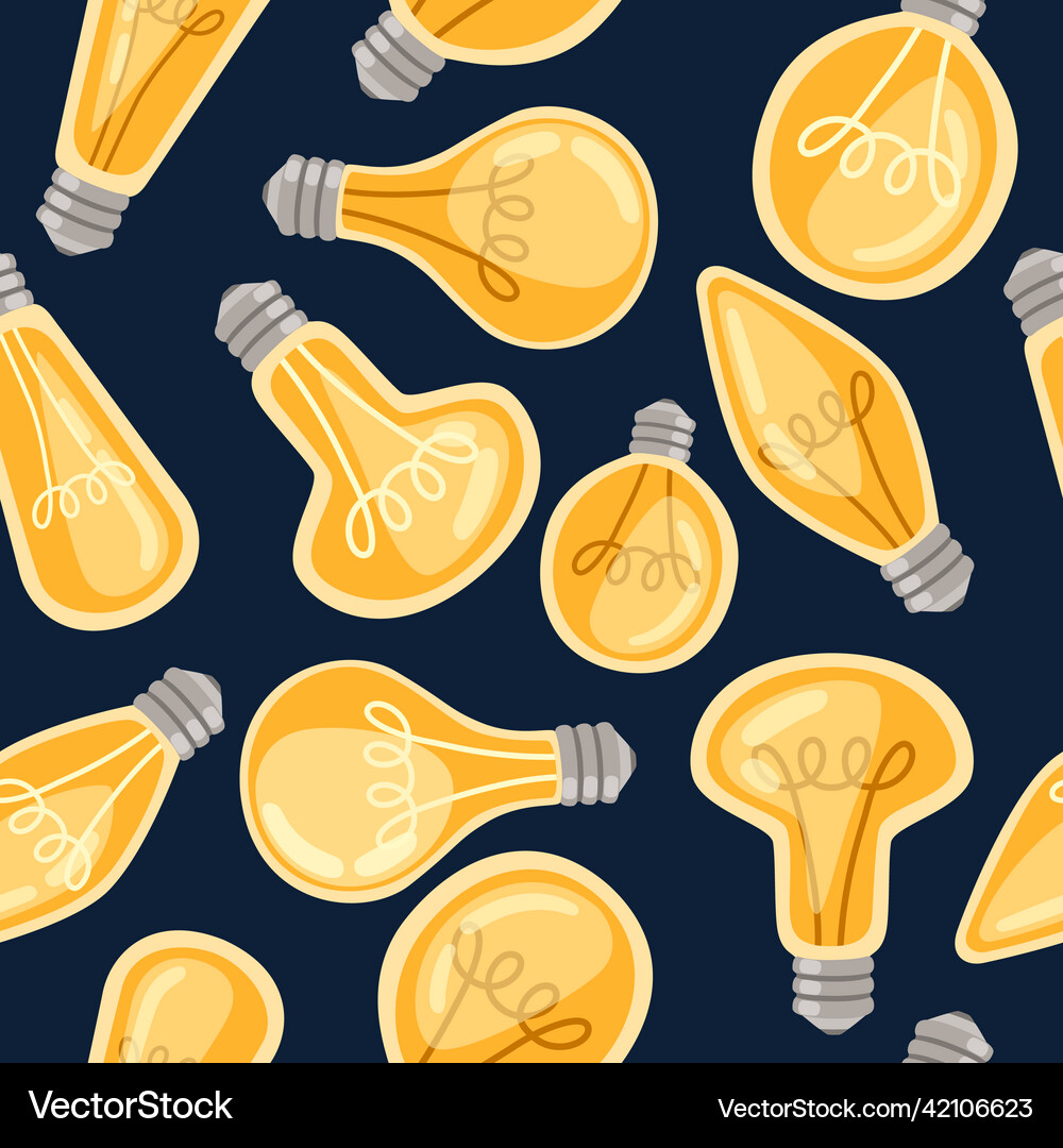Seamless pattern of flat cartoon incandescent Vector Image