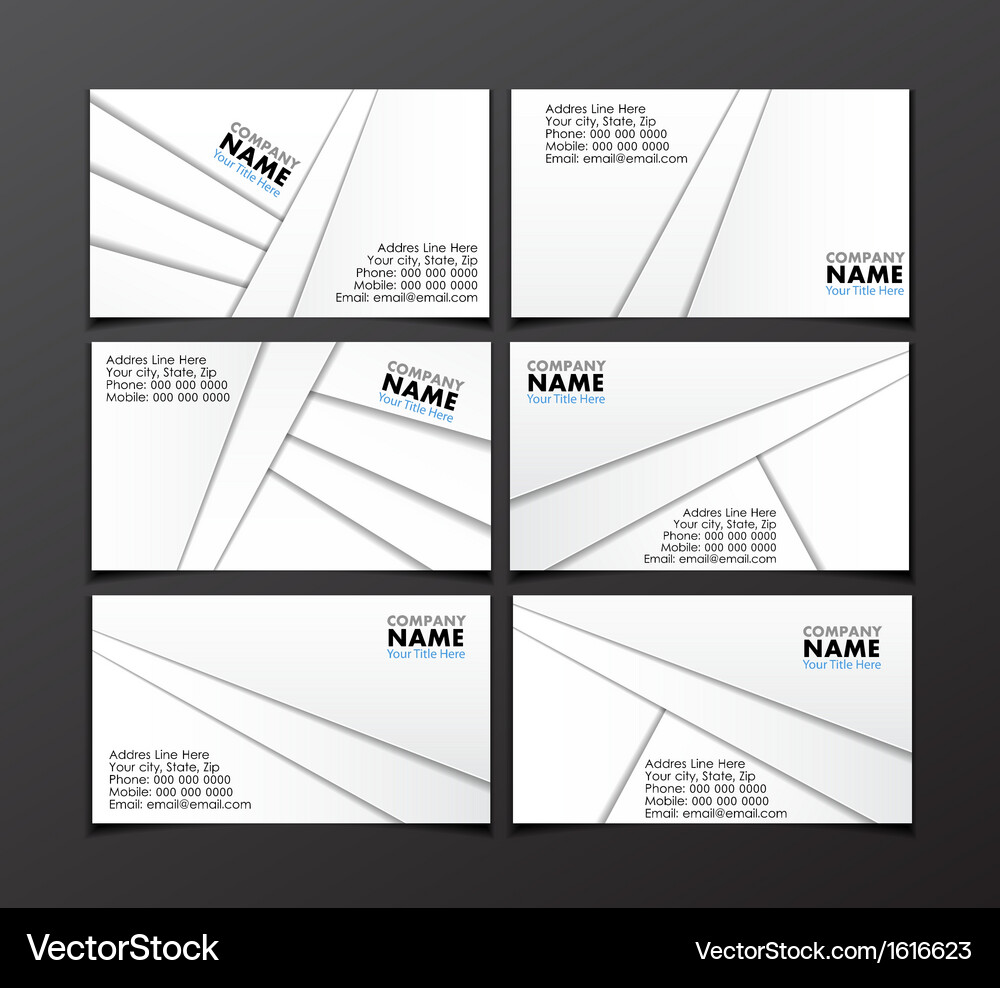 Set of six visit cards Royalty Free Vector Image