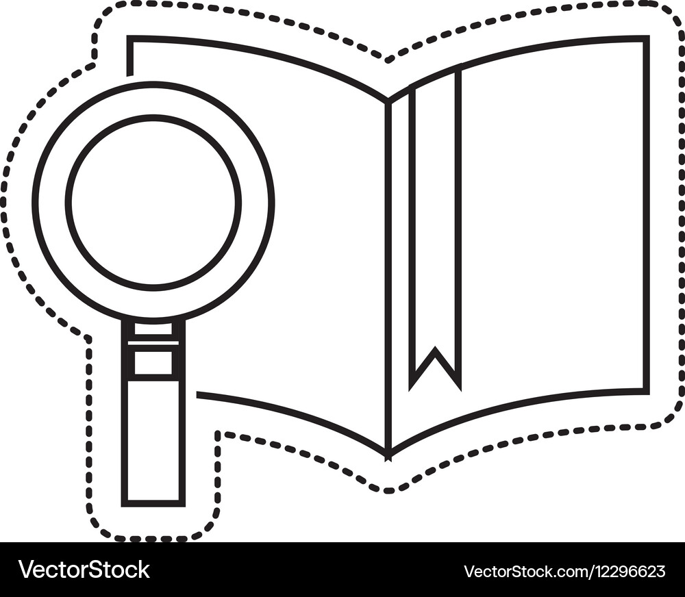 Text book with magnifying glass isolated icon Vector Image
