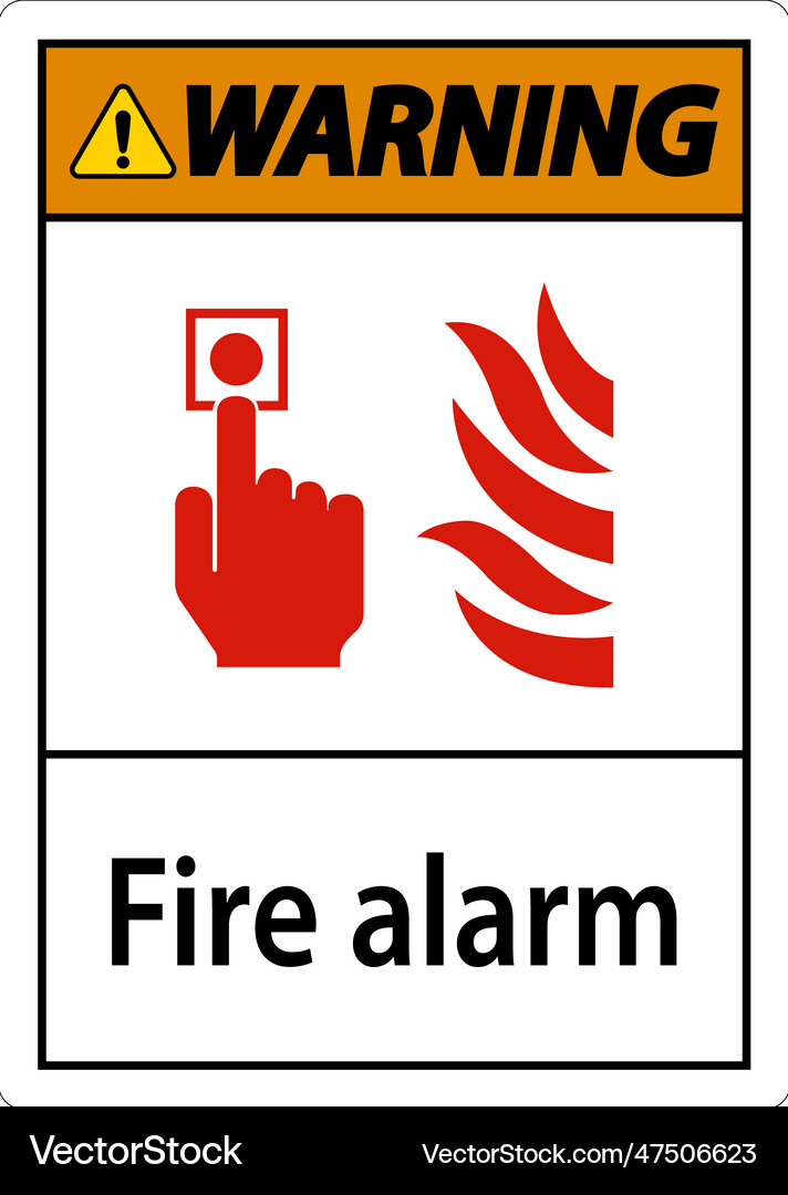 Warning fire alarm sign on white background Vector Image