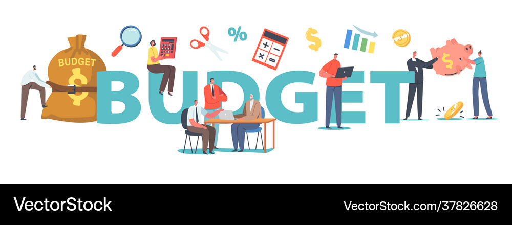 Budget concept tiny businessman character tight Vector Image