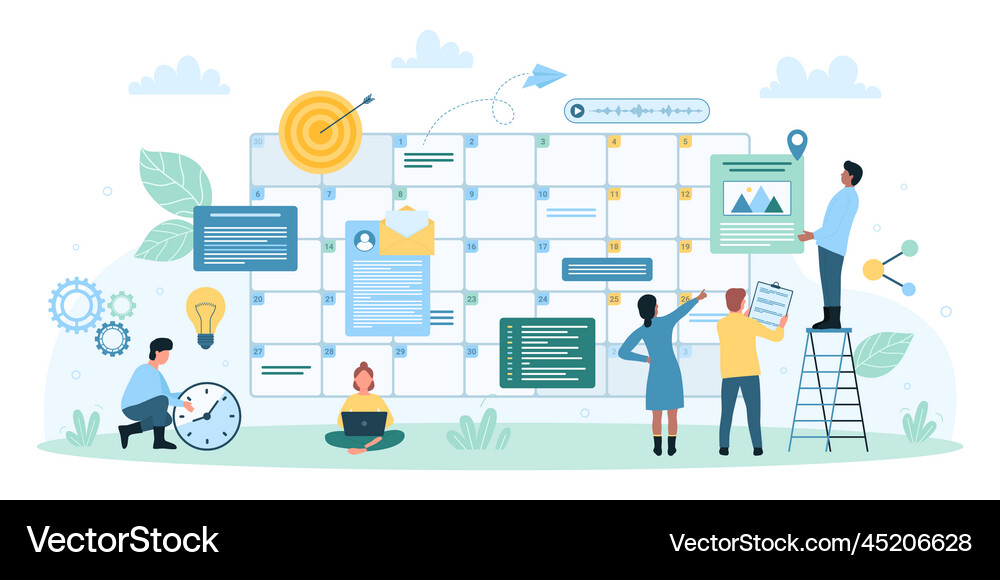 Business events organization tiny people organize Vector Image