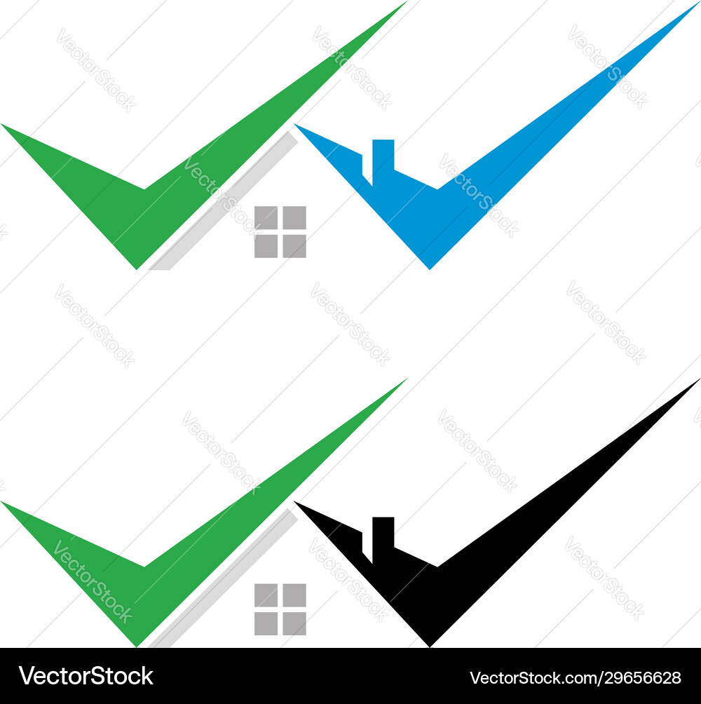 Check mark home real estate logo template design Vector Image