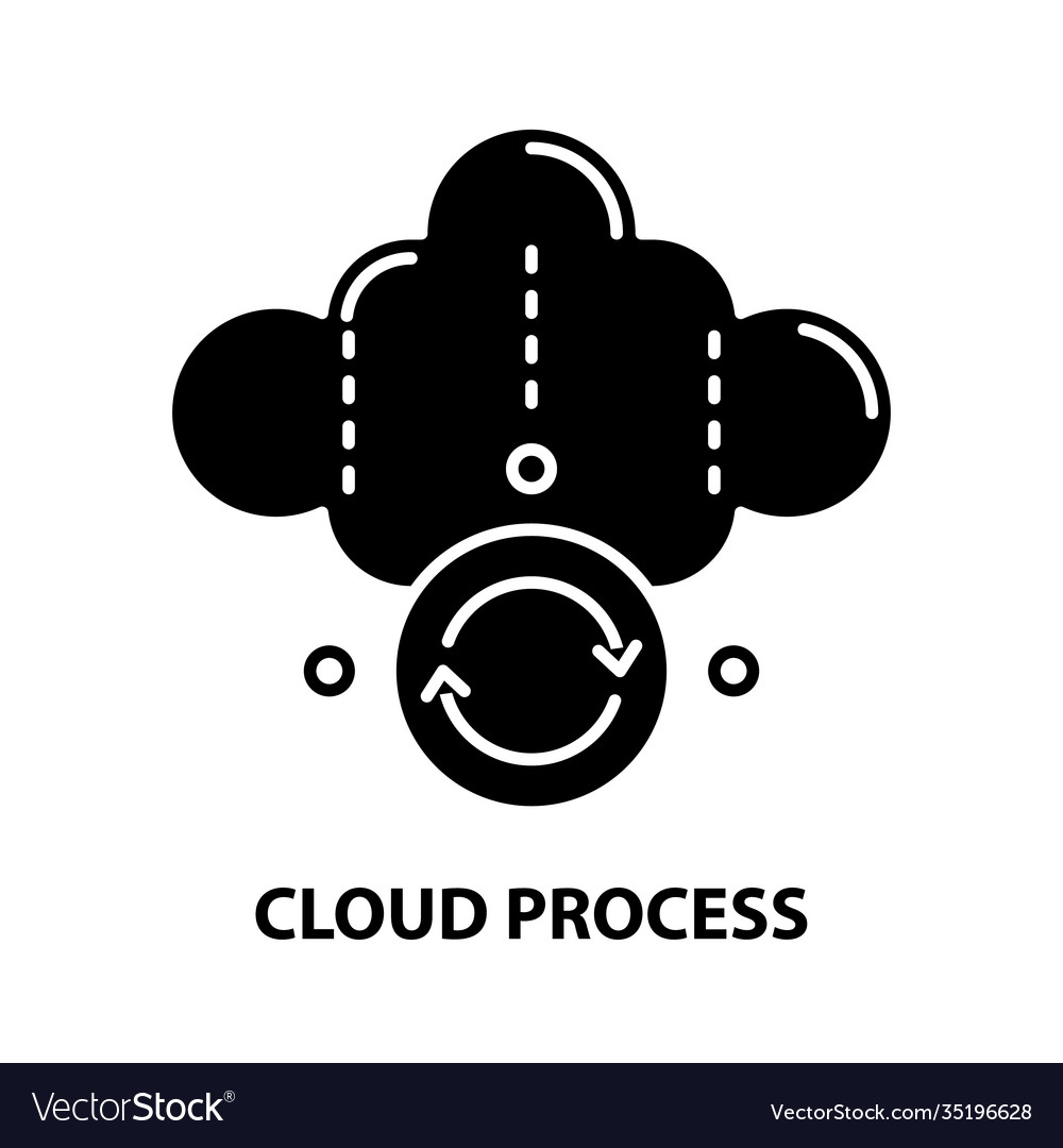 Cloud process icon black sign Royalty Free Vector Image