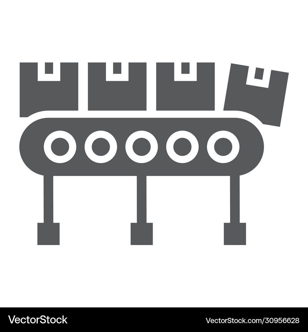 Conveyor belt with cardboard boxes glyph icon Vector Image