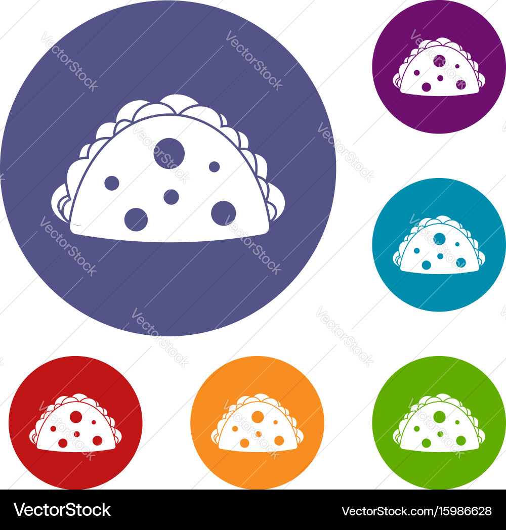 Empanada cheburek or calzone icons set Royalty Free Vector