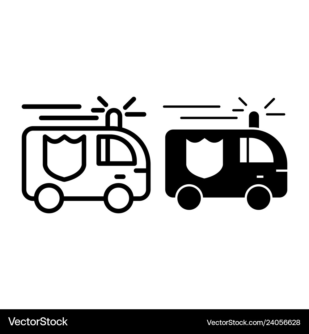 Fire engine line and glyph icon truck Royalty Free Vector