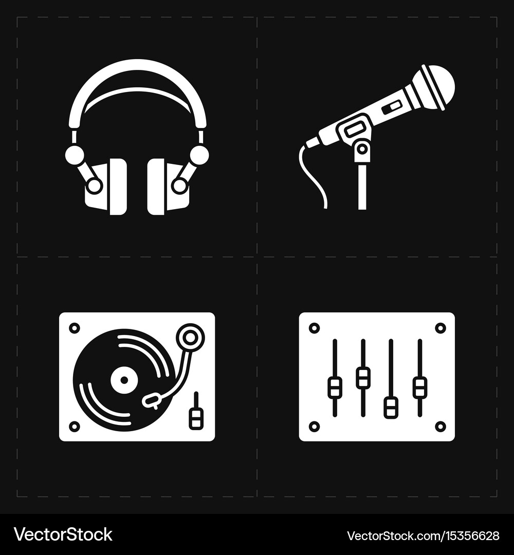 Four universal flat music icons Royalty Free Vector Image