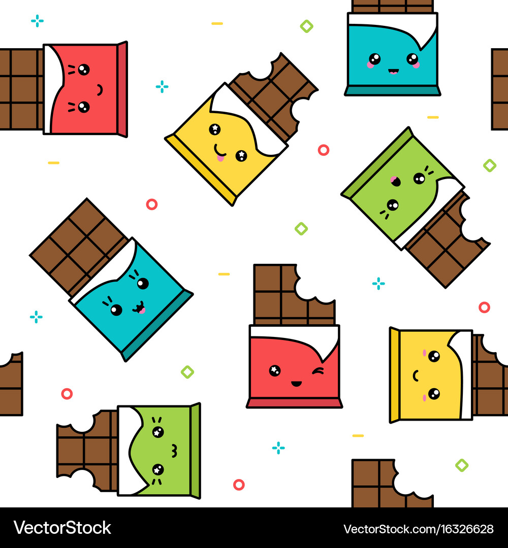 Kawaii cute chocolate colorful seamless pattern Vector Image
