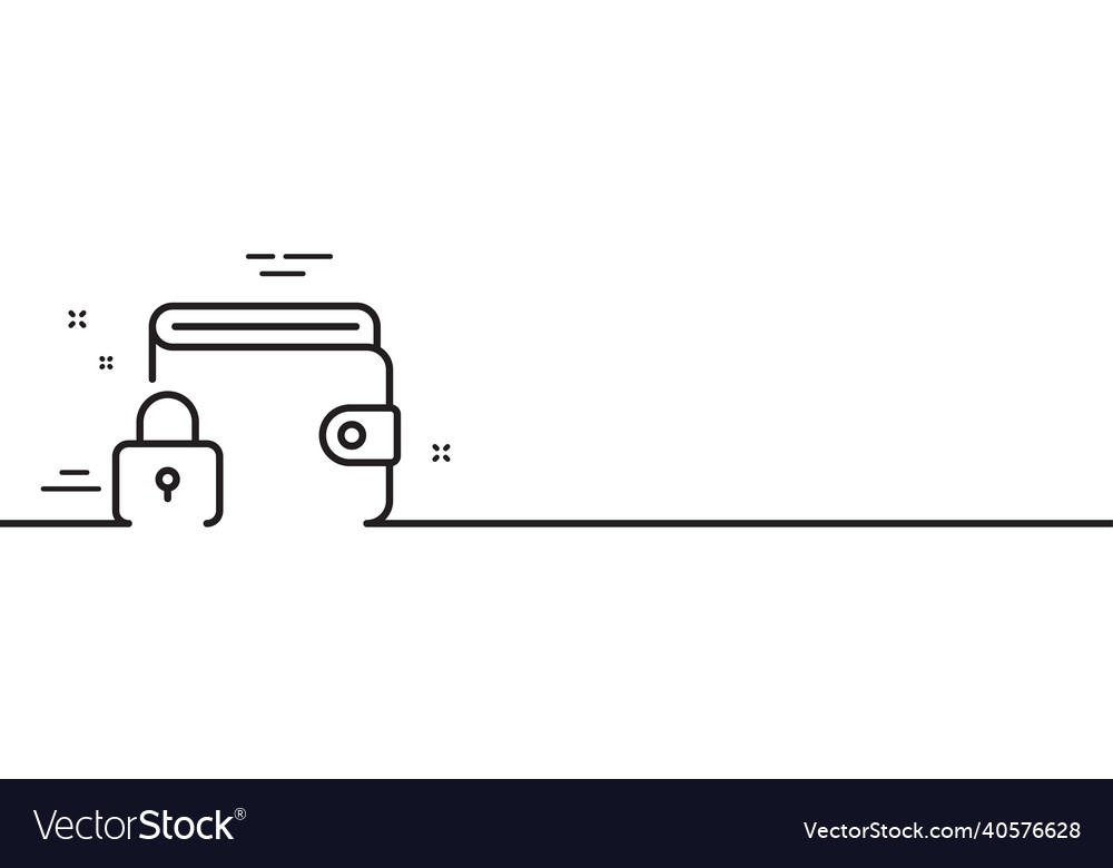 Lock Line Icon Protected Wallet Sign Minimal Vector Image
