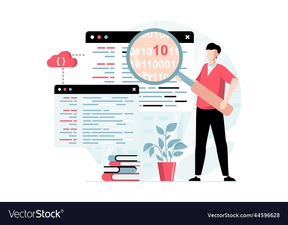 Software development concept with people scene Vector Image