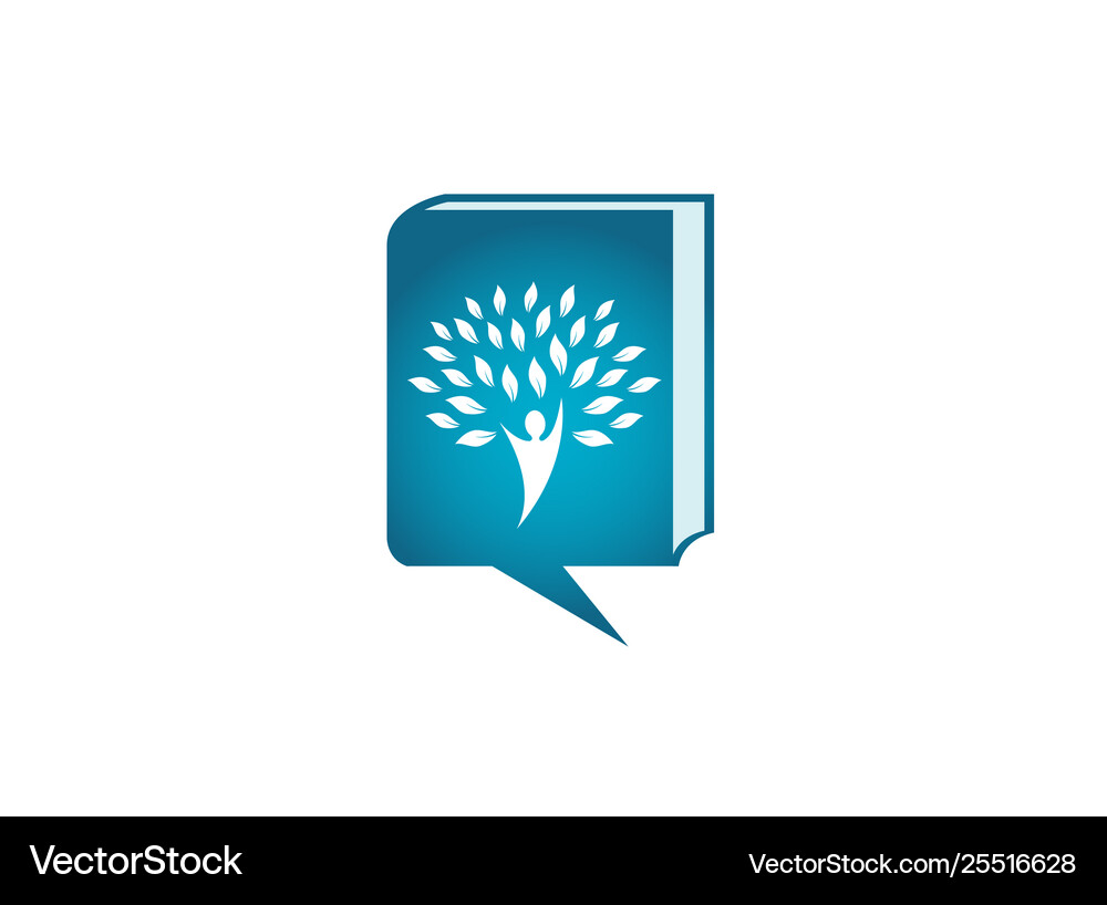 Tree trunk with head and green leaves logo design Vector Image