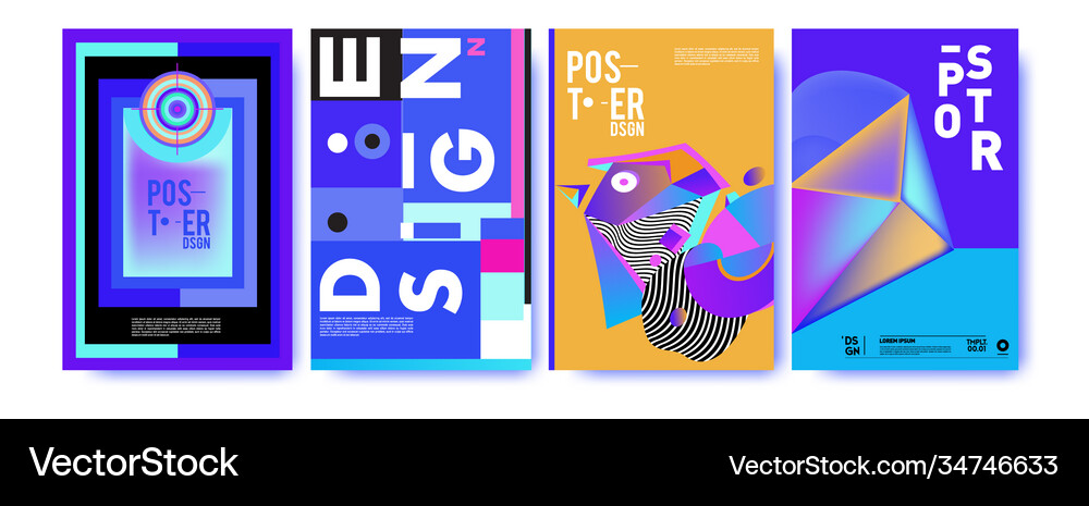 Abstract colorful collage poster design template Vector Image