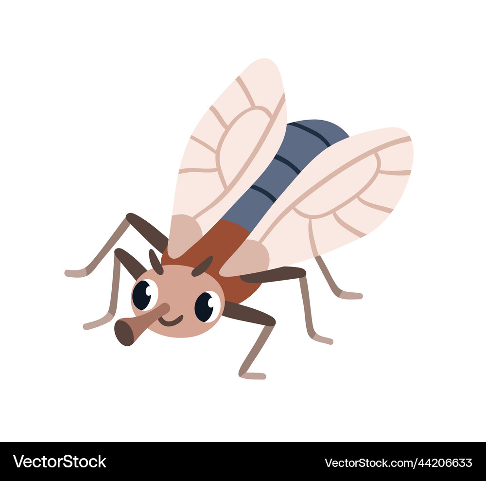 Cute fly insect happy sweet bug with wings Vector Image