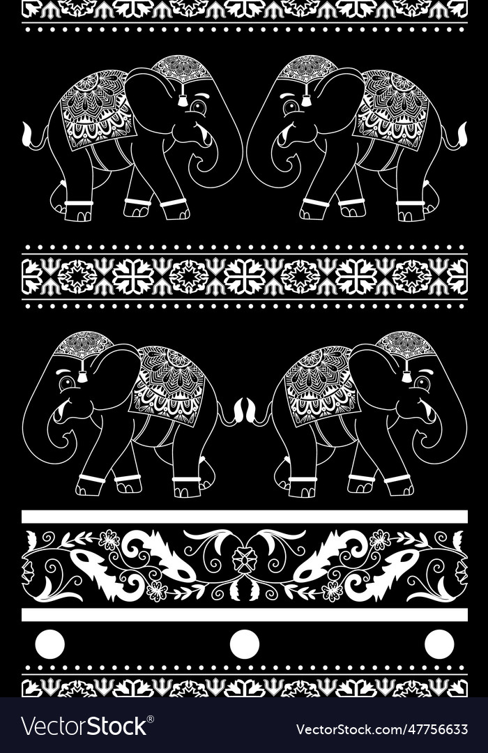 Elephant pattern seamless white stripes black Vector Image