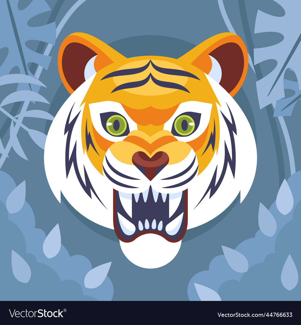 Flat design tiger face Royalty Free Vector Image